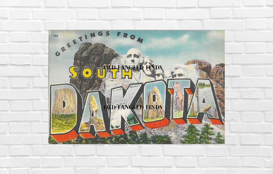 Digital Download Big Letters Greetings From SOUTH DAKOTA Postcard ...