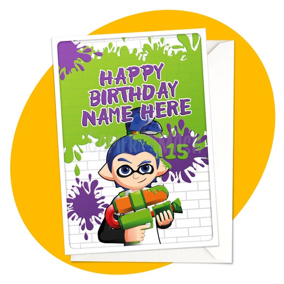 Inkling Boy PERSONALISED BIRTHDAY CARD Splatoon themed | Etsy