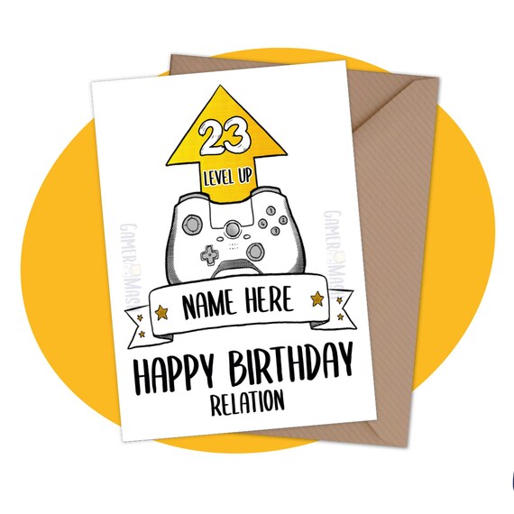 PERSONALISED BIRTHDAY CARD level Up | Etsy