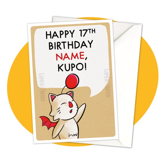 Moogle Wishes PERSONALISED BIRTHDAY CARD Final Fantasy | Etsy