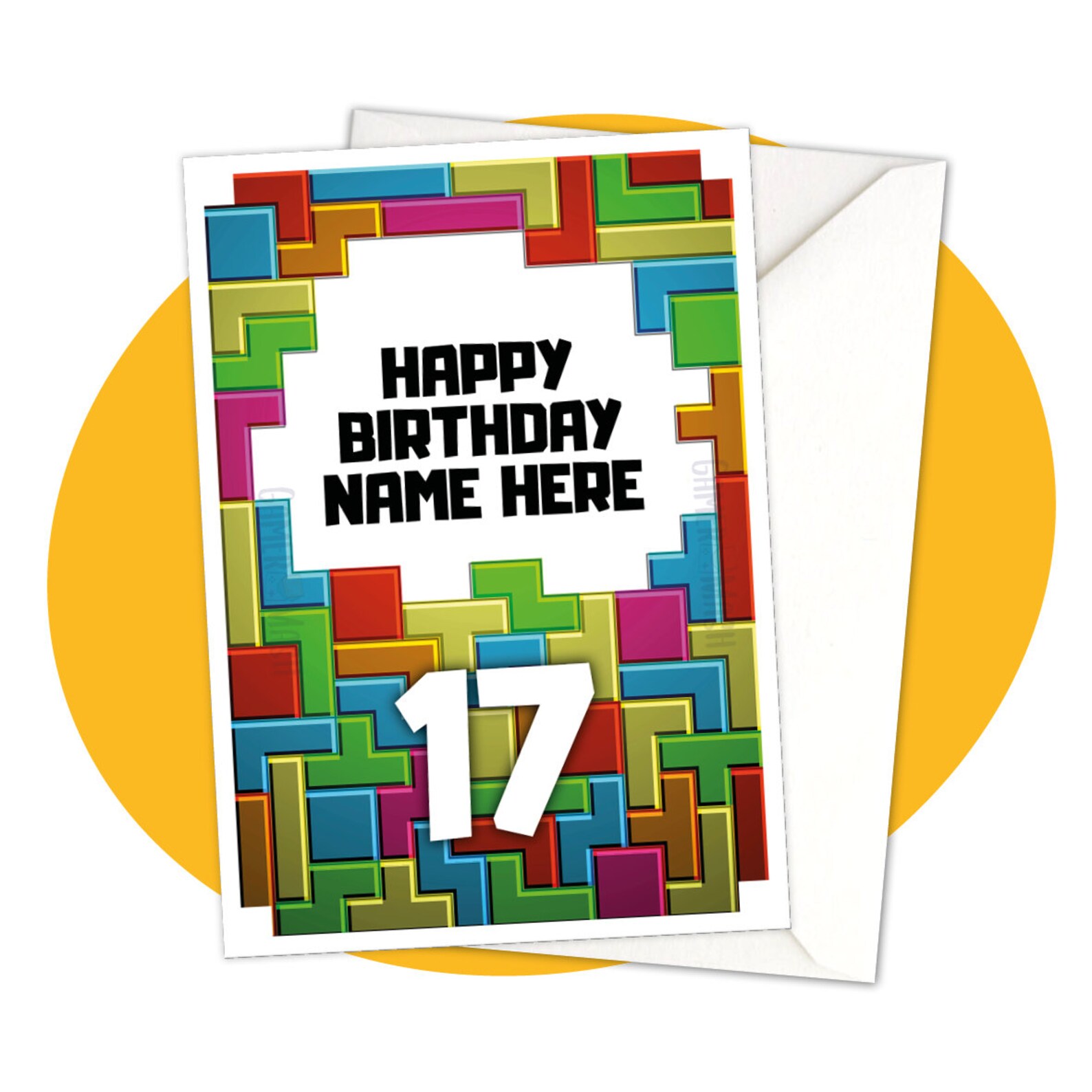 Block Puzzle PERSONALISED BIRTHDAY CARD Tetris Themed | Etsy