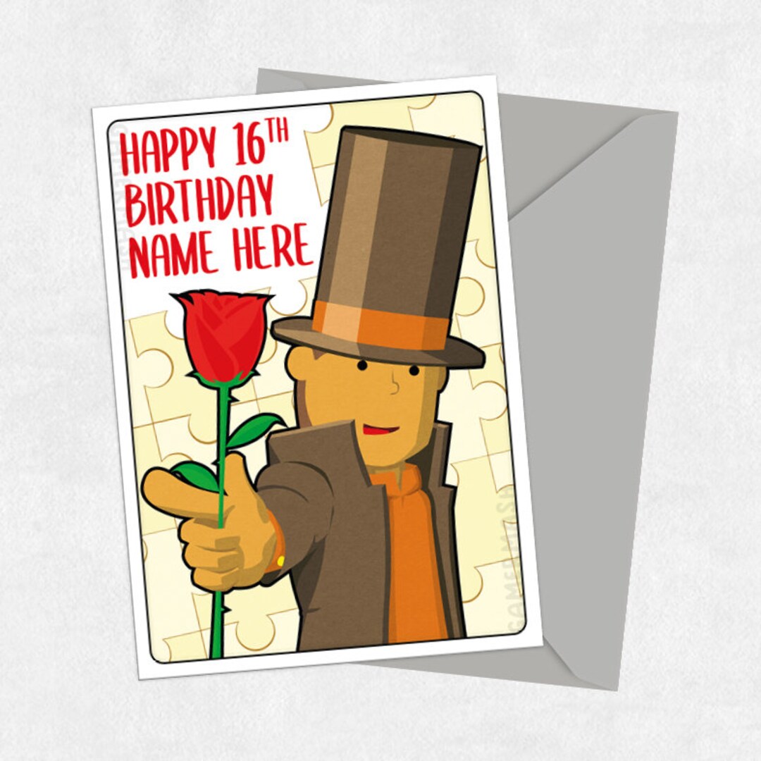 Hershel Layton Rose - PERSONALISED BIRTHDAY CARD - Professor Layton ...