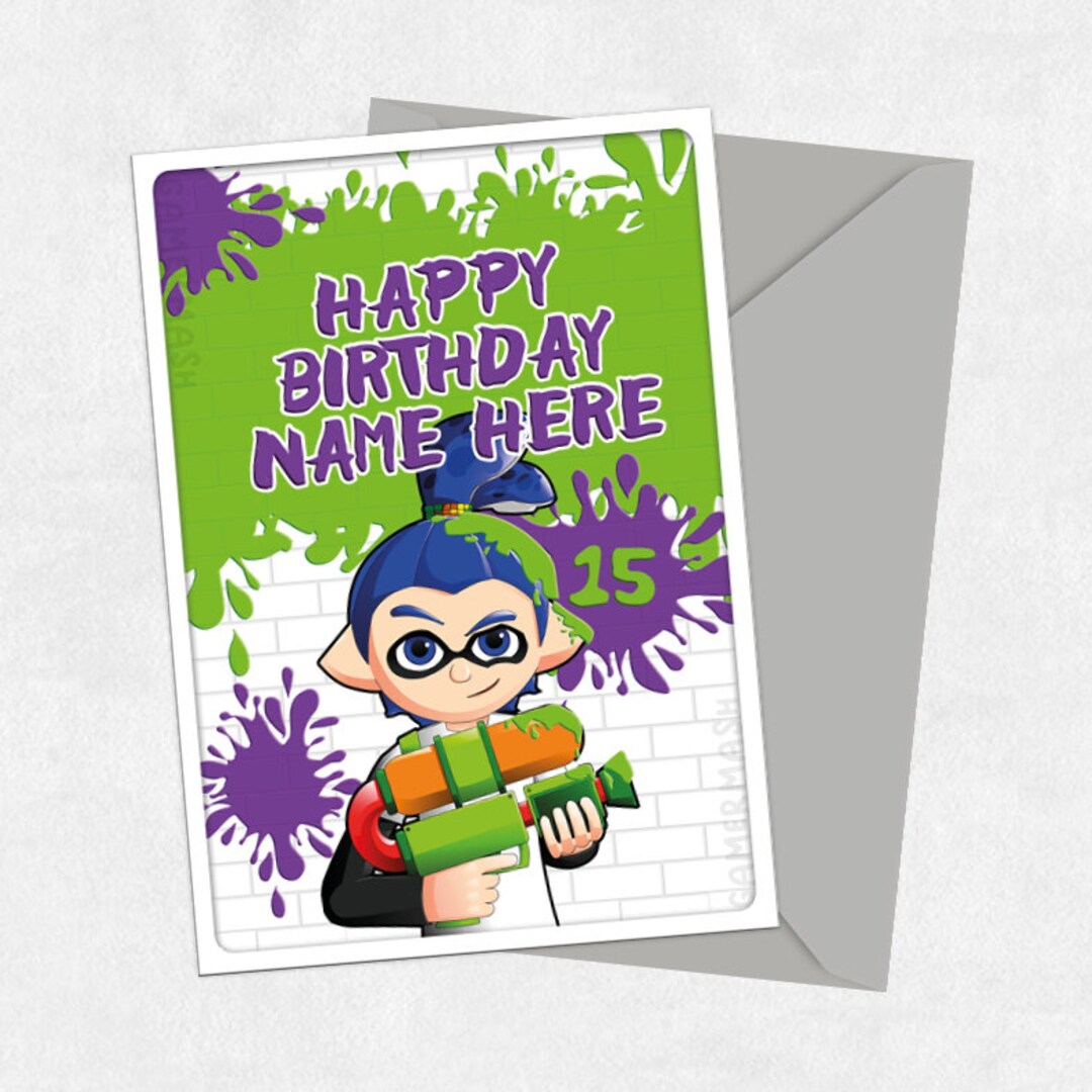 Inkling Boy PERSONALISED BIRTHDAY CARD Splatoon Themed - Etsy