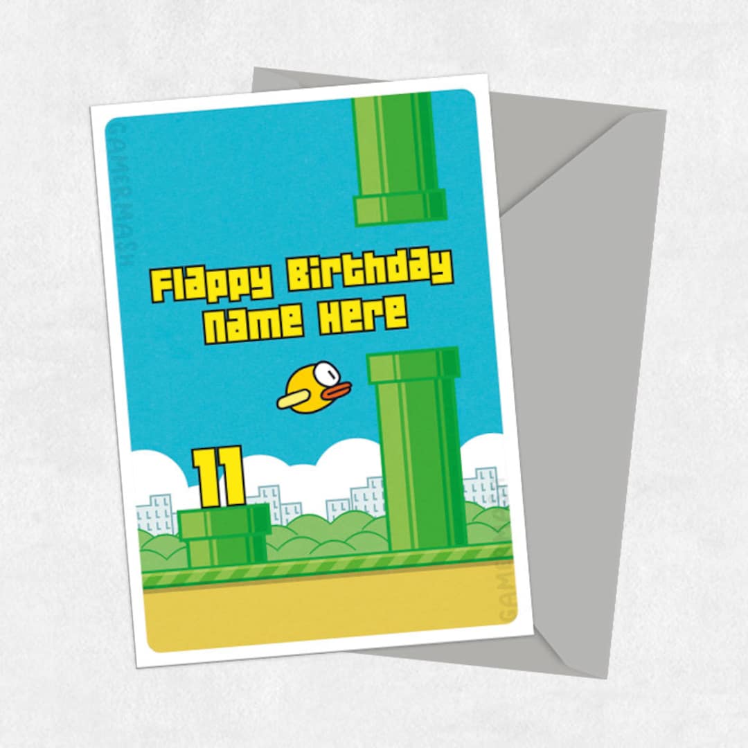 Flappy Birthday PERSONALISED BIRTHDAY CARD Flappy Bird Themed ...