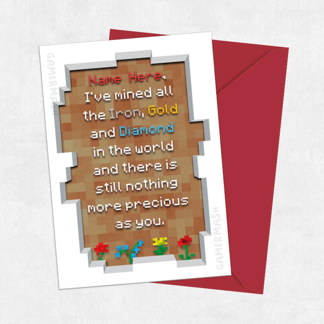 Precious - PERSONALISED ROMANTIC CARD - Minecraft Themed Personalised ...