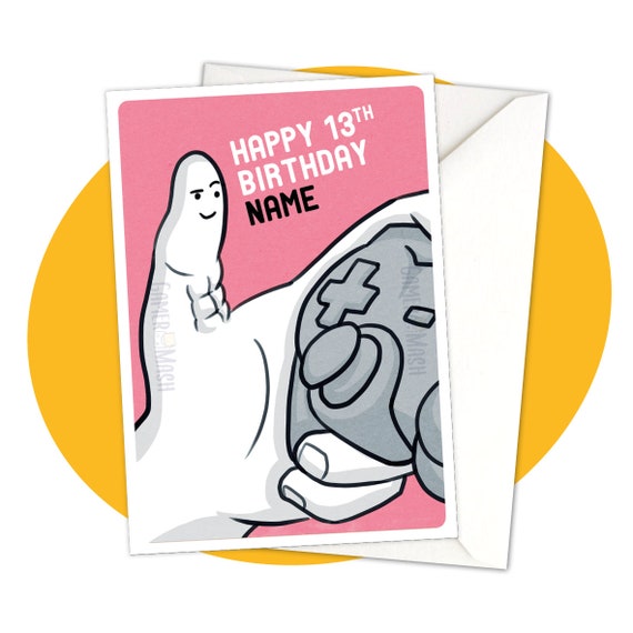 Buff Thumb PERSONALISED BIRTHDAY CARD Personalized Gamer | Etsy