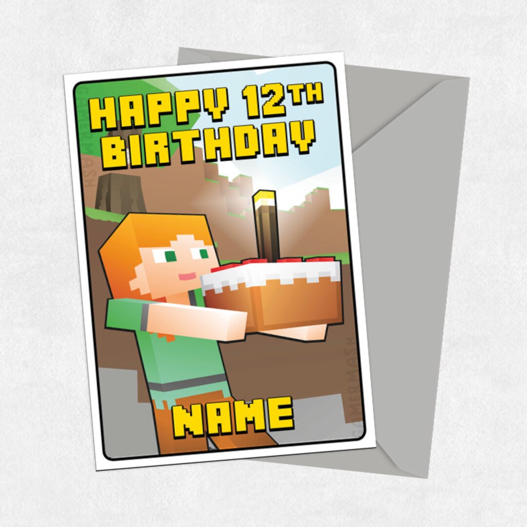 Alex Cake PERSONALISED BIRTHDAY CARD - - Minecraft Themed Personalized ...