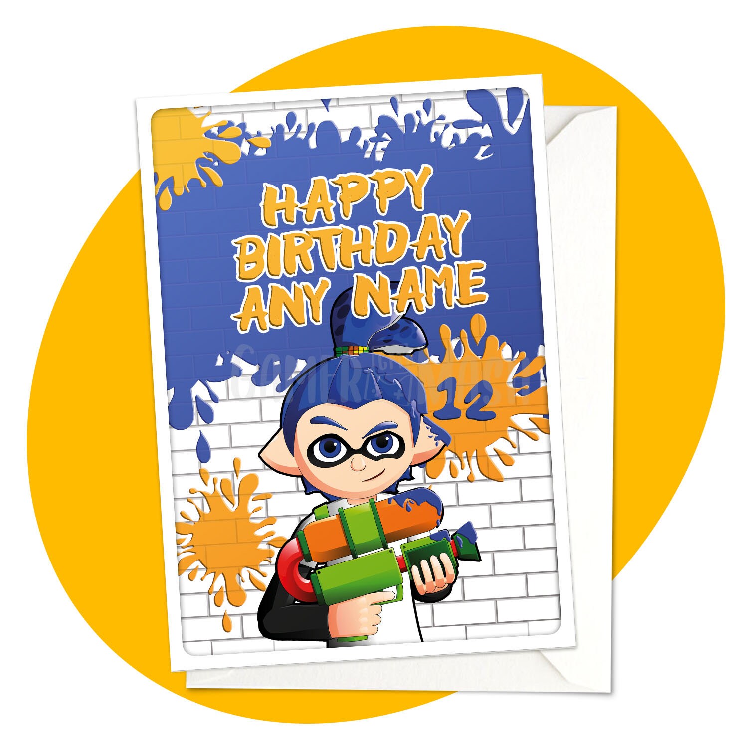 Inkling Boy PERSONALISED BIRTHDAY CARD Splatoon themed | Etsy