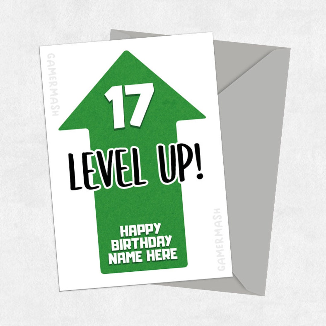PERSONALISED BIRTHDAY CARD ~ Level Up! ~ Personalized Video Game Themed ...
