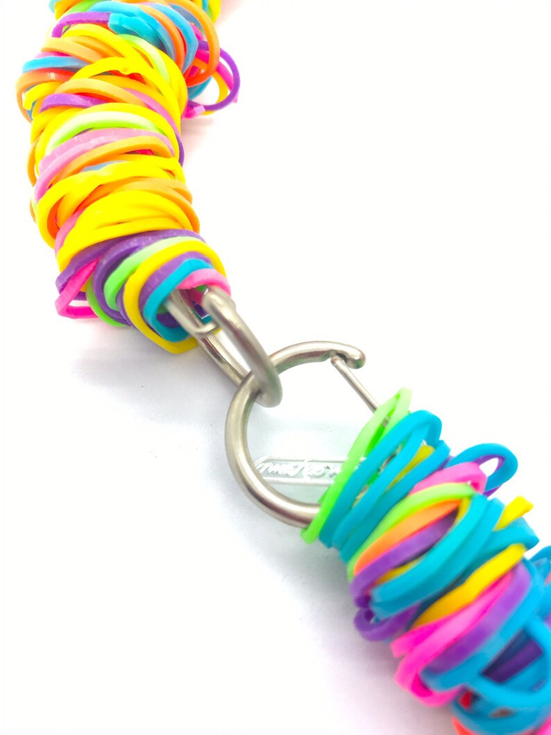 Neon Bands Necklace Neon Pink Multiocoloured Recycled Rubber Band ...