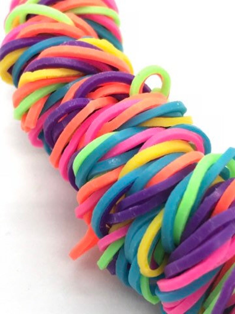 Neon Bands Necklace Neon Pink Multiocoloured Recycled Rubber Band ...