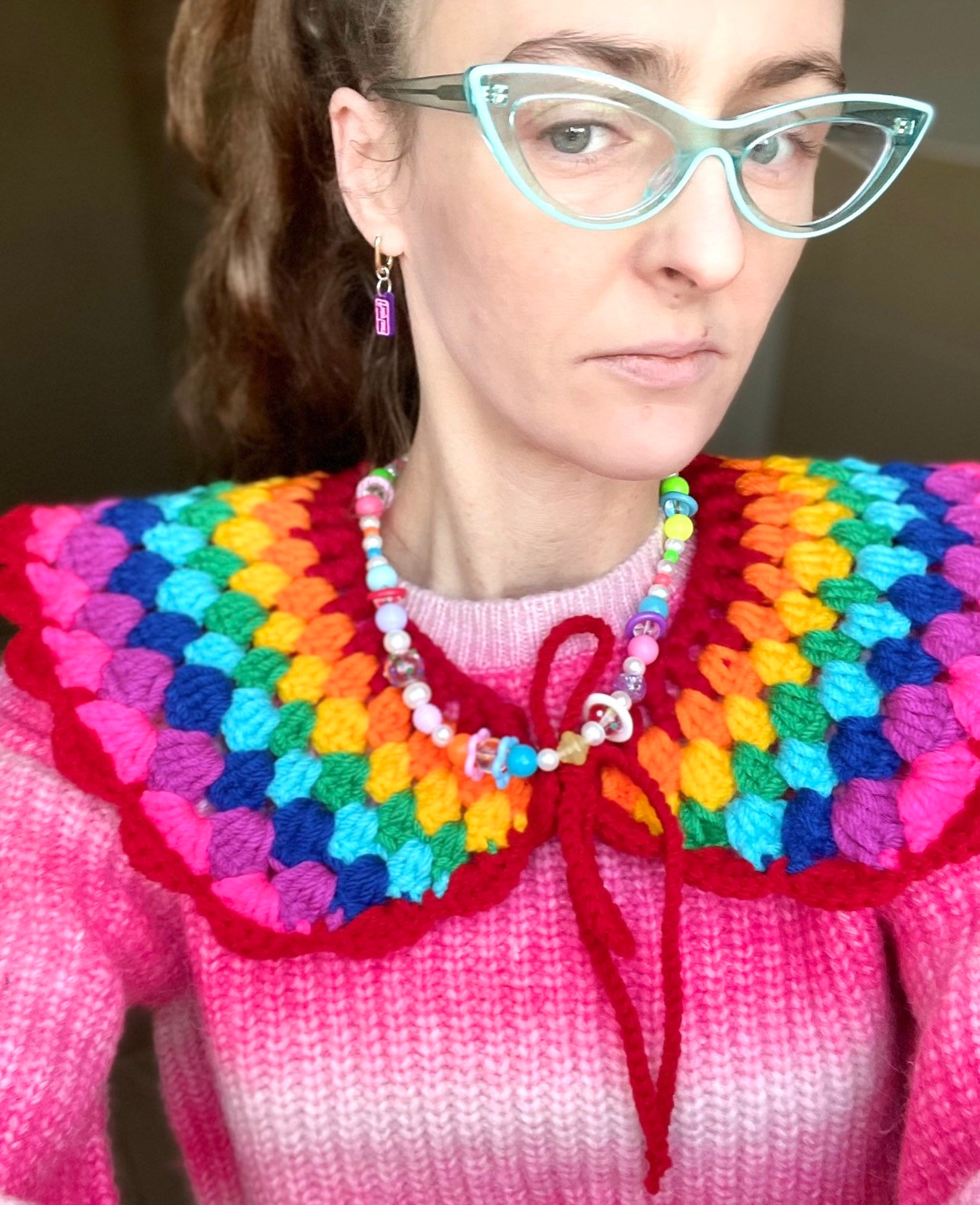 Clowncore Rainbow Collar Rainbow Crochet Collar Clowncore - Etsy
