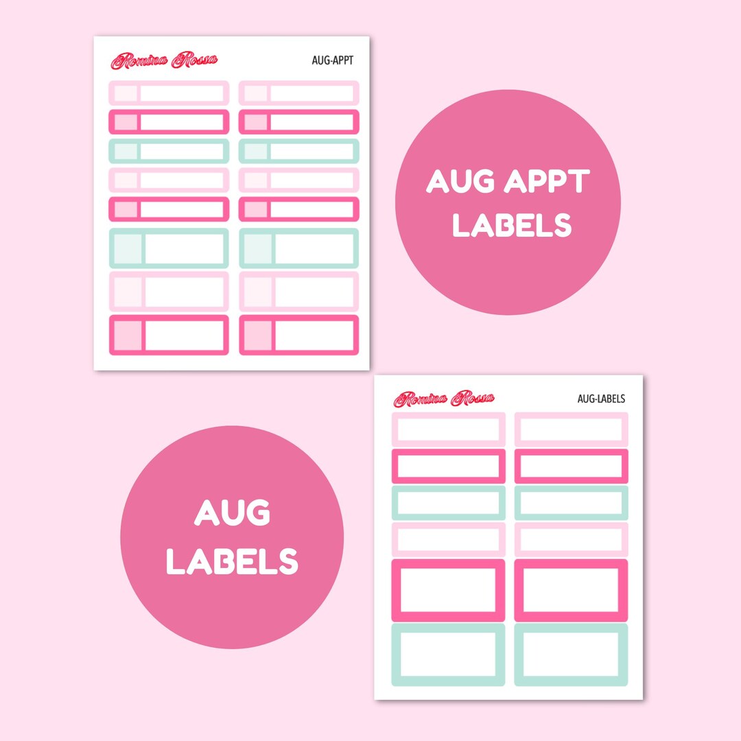 August Monthly Labels | A5 EC & Plum Paper 7x9 Planner - Etsy