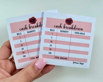 Cash Breakdown Printable Post It Note Sticky Note Template 3 Inch X 3 ...