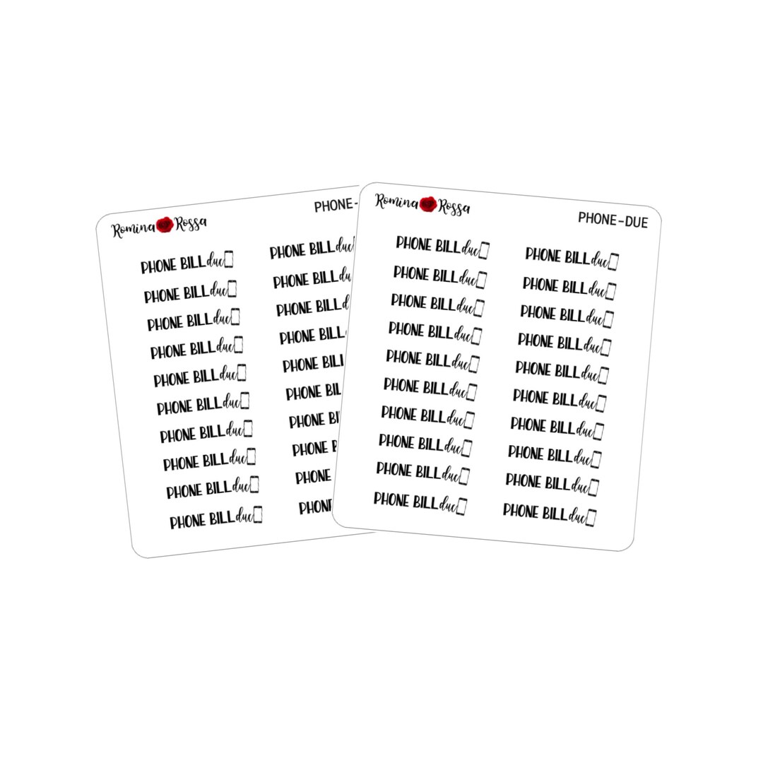 Phone Bill Due Stickers - Decorative Planner Stickers - Etsy