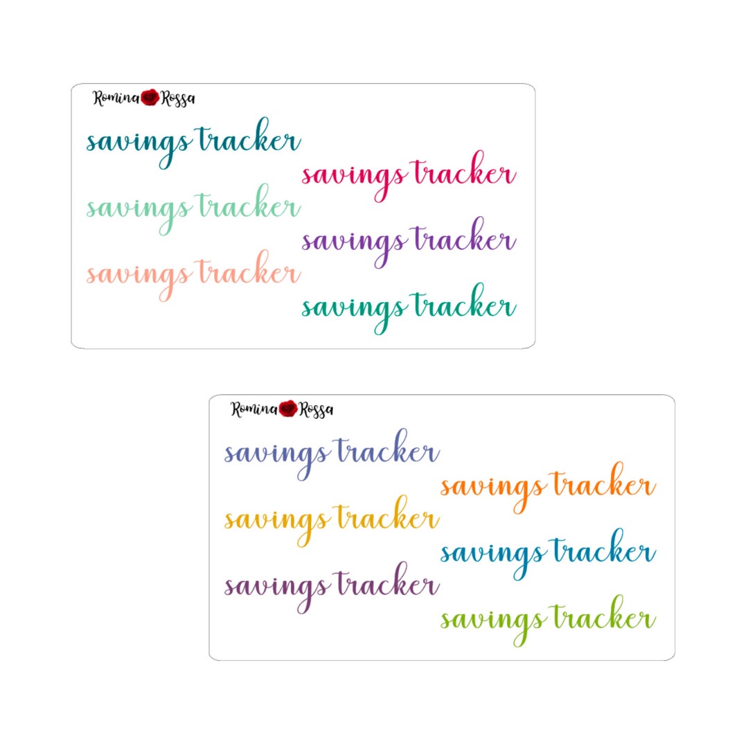 Savings Tracker Script Stickers - Colorful & Black - Etsy