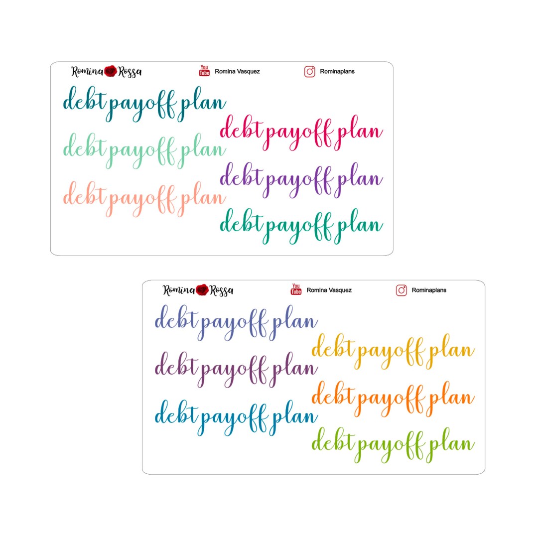 Debt Payoff Plan Script Stickers - Erin Condren Colors & Black ...