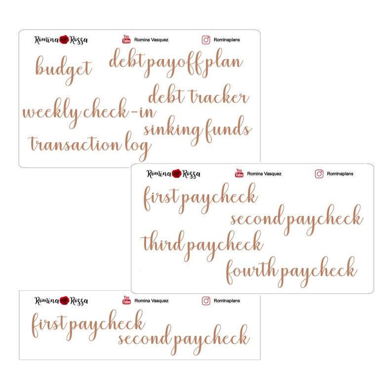 Budgeting & Paycheck Script Stickers | Planner Stickers - Etsy