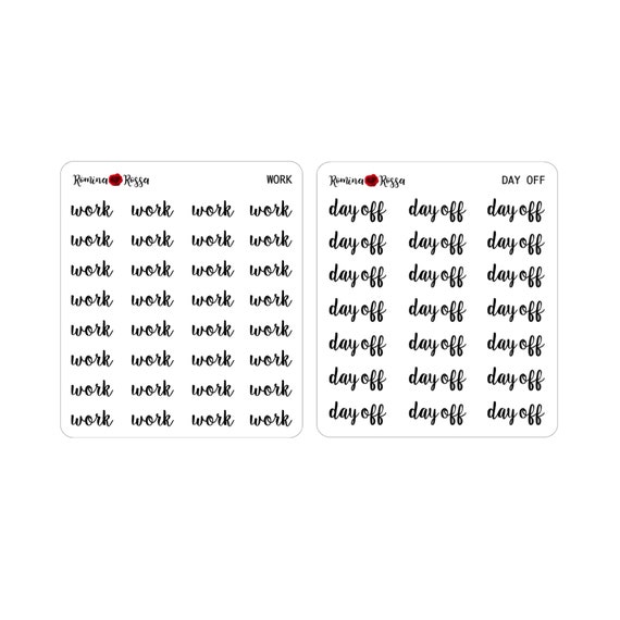 Work Day off Script Stickers Planner Stickers | Etsy