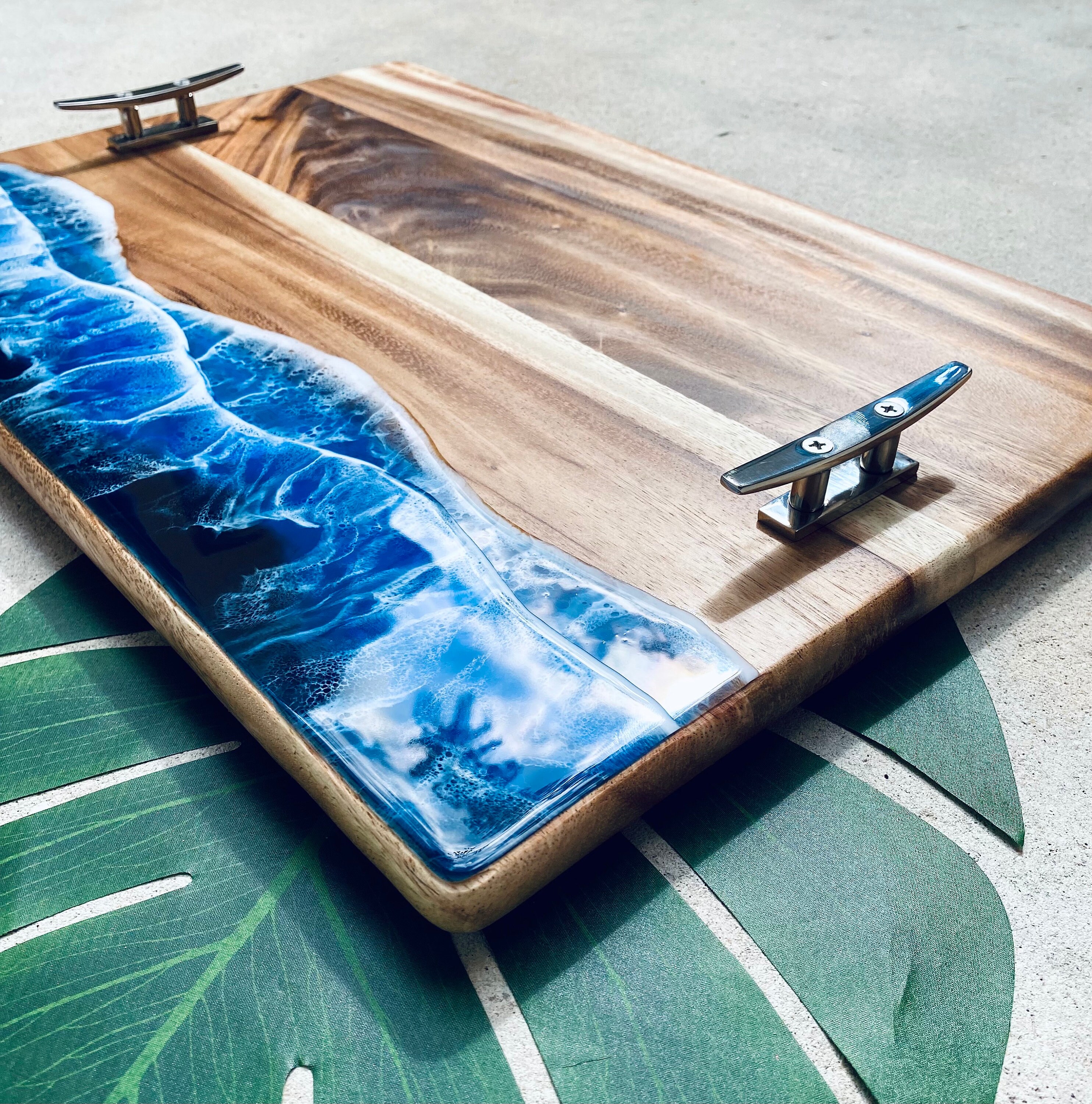 Unique Serving Tray / Ocean Waves Resin Tray With Handles - Etsy