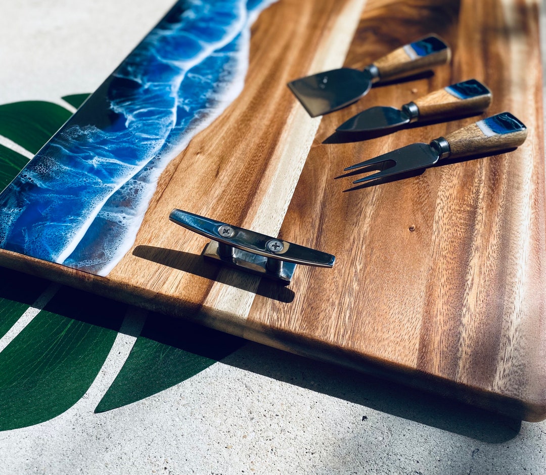 Unique Serving Tray / Ocean Waves Resin Tray With Handles - Etsy