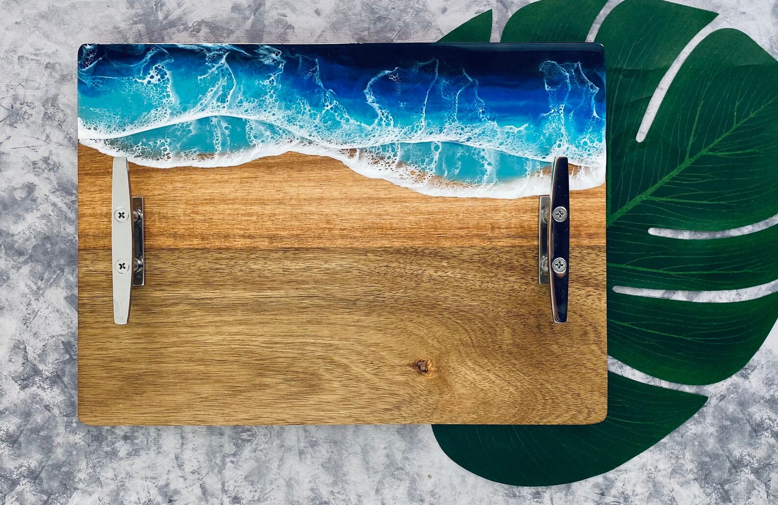 Unique Serving Tray / Ocean Waves Resin Tray With Handles - Etsy