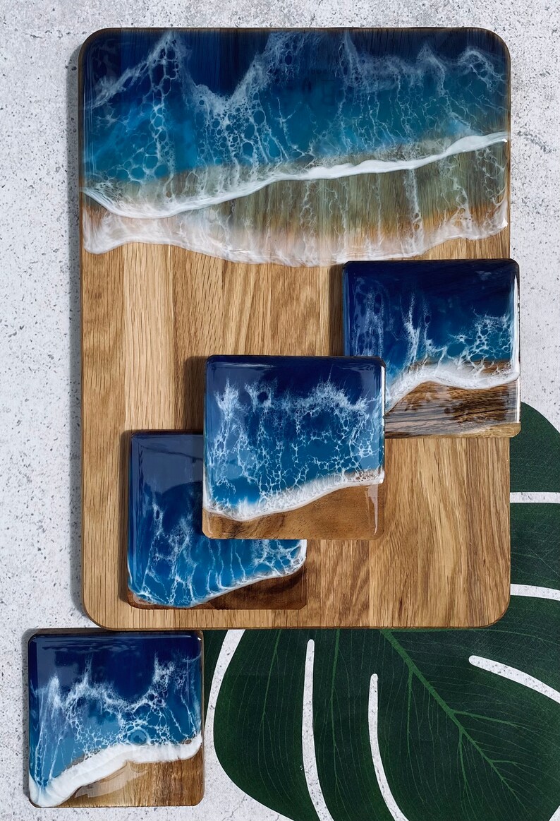 Beautiful Wood and Resin Coasters / Coaster Set - Etsy