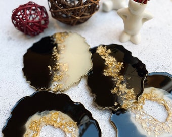 Gorgeous Set of Round Resin Coasters Flower Coasters | Etsy