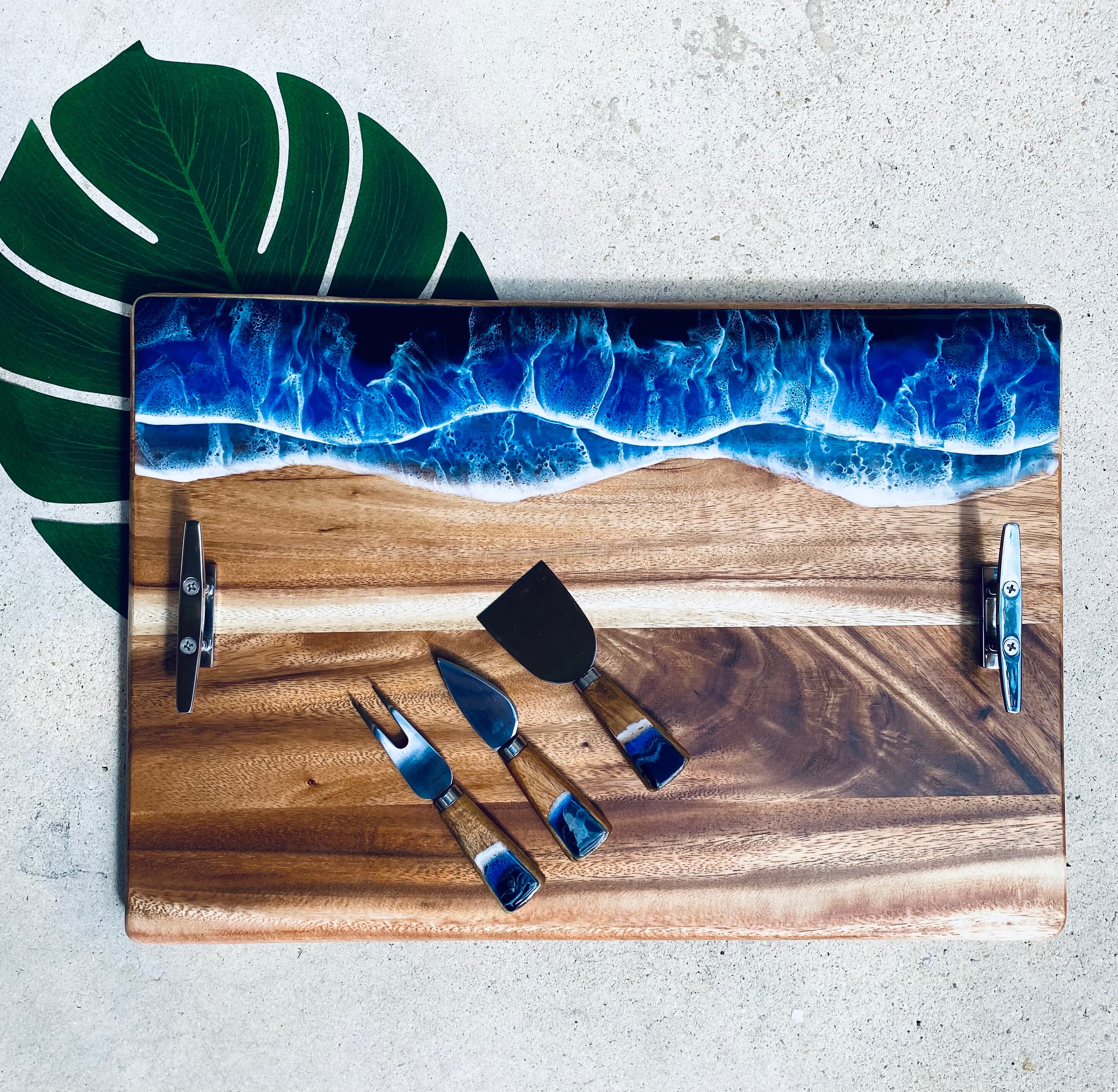 Unique Serving Tray / Ocean Waves Resin Tray With Handles - Etsy