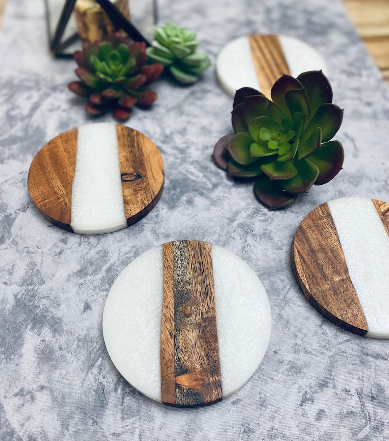 Precious Wood and Epoxy Resin Coasters / Coaster Set / River - Etsy