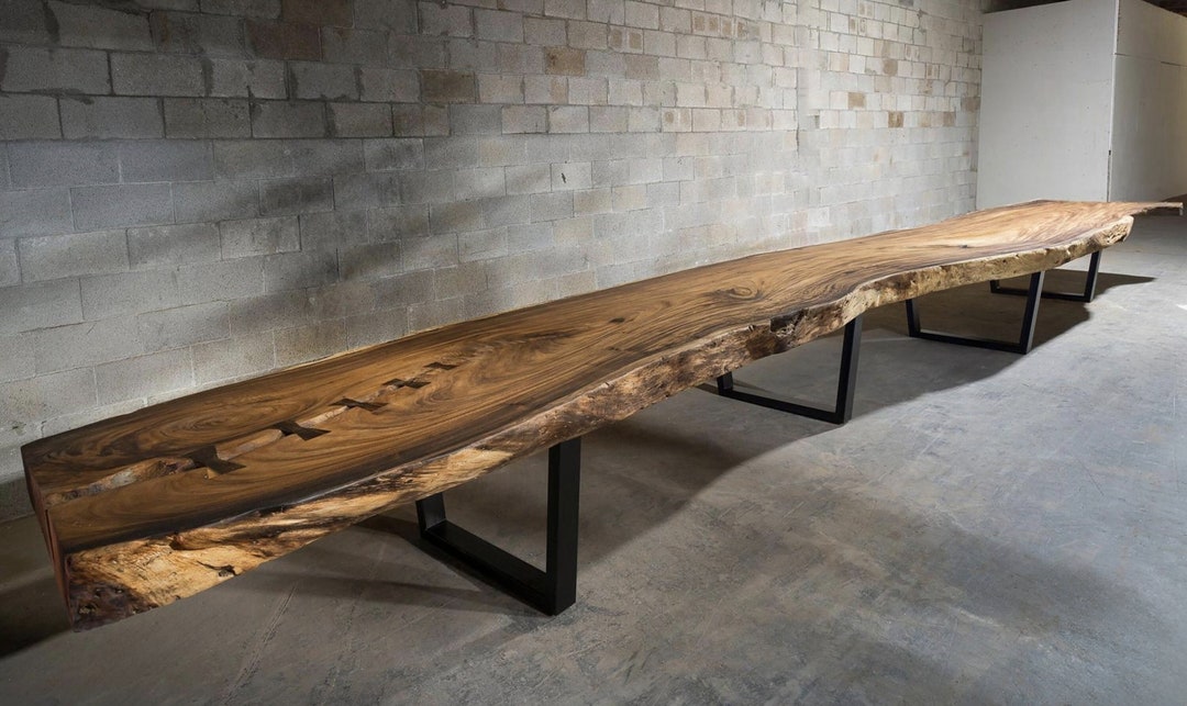 Massive 29' Live-edge Wood Slab Table - Etsy