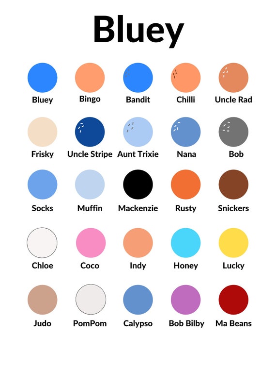Bluey Art Color Palette Print Instant Download PDF Etsy Hong Kong