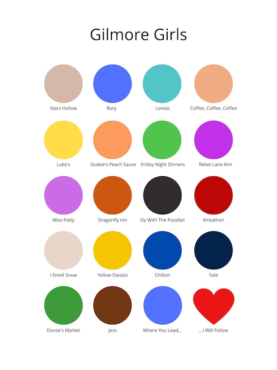 Gilmore Girls Color Palette Art Print Instant Download PNG | Etsy