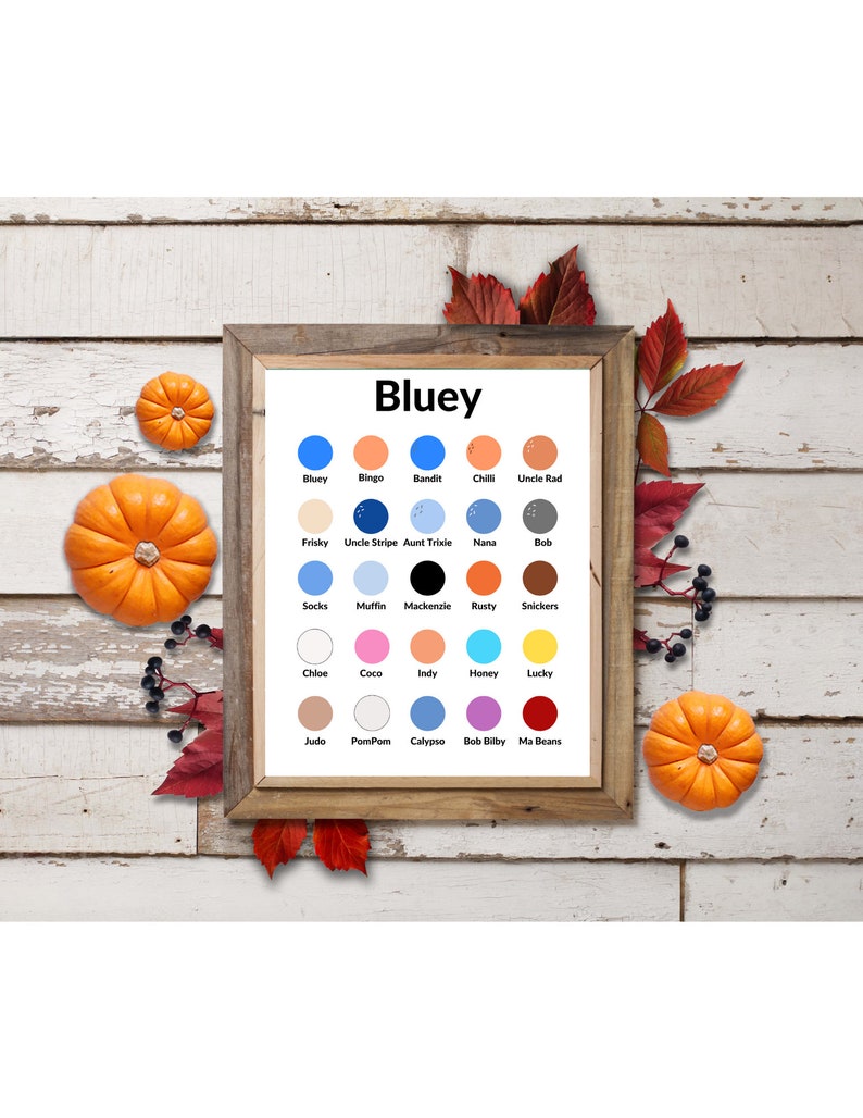 Bluey Art Color Palette Print Instant Download PDF - Etsy