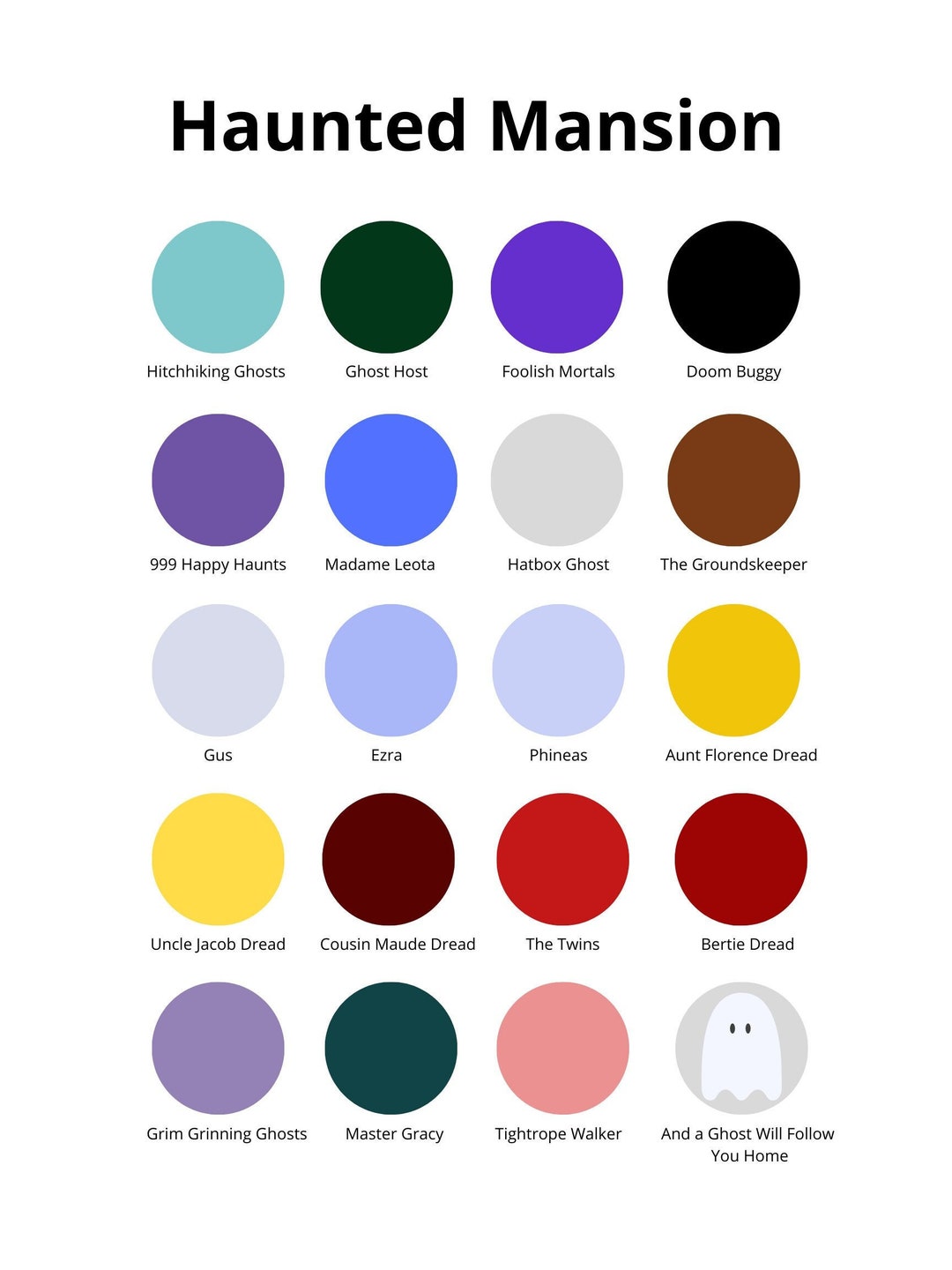 Haunted Mansion Print Art Color Palette Instant Download PDF - Etsy