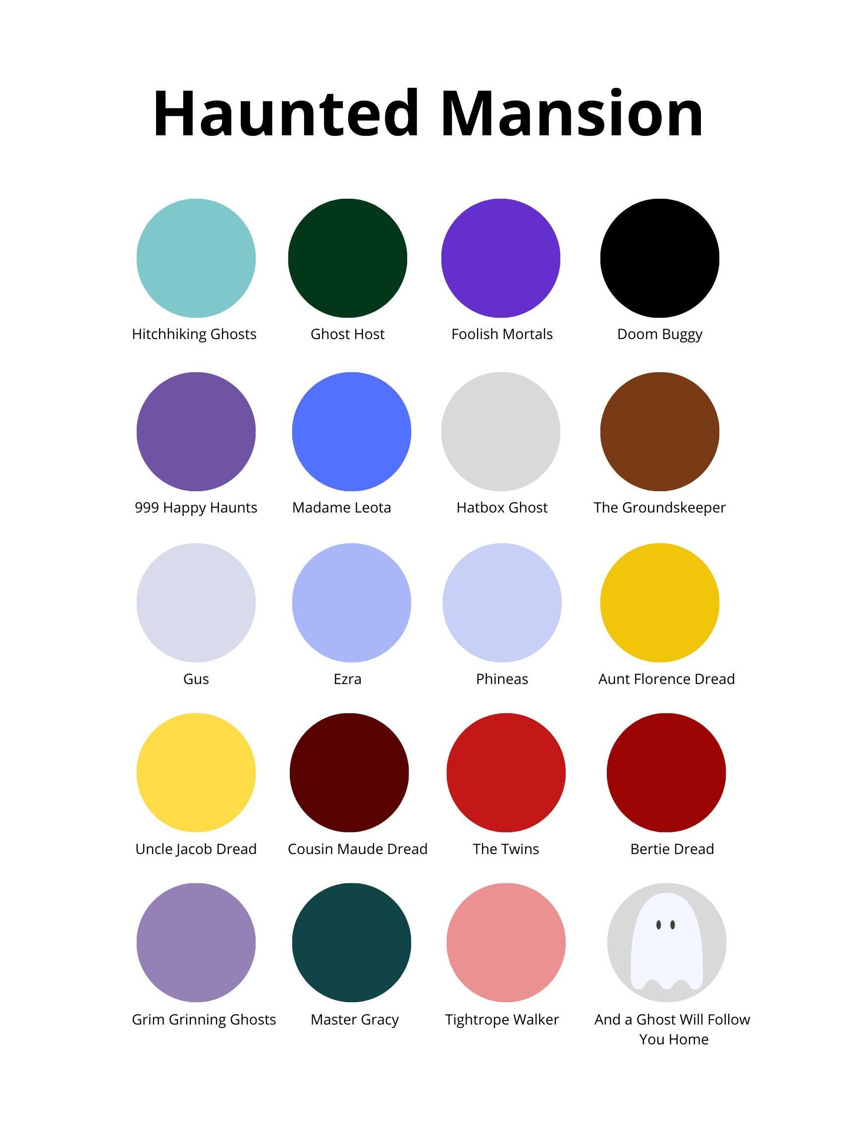 Haunted Mansion Print Art Color Palette Instant Download PDF - Etsy