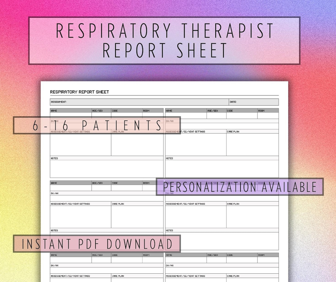 Respiratory Therapist Report Sheet - Downloadable PDF - Etsy