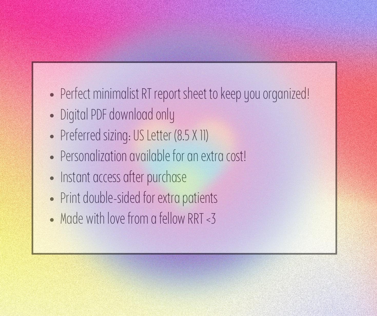 Respiratory Therapist Report Sheet - Downloadable PDF - Etsy