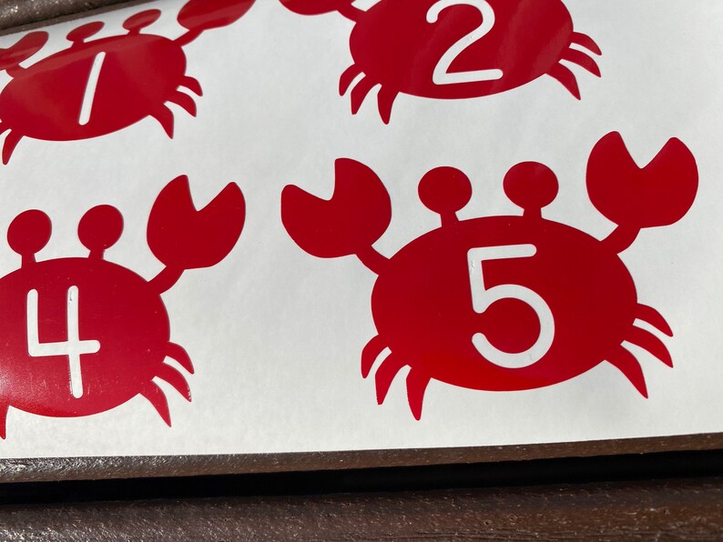 Crab Number Decals: Classroom Social Distancing, Vinyl Crab Stickers - Etsy