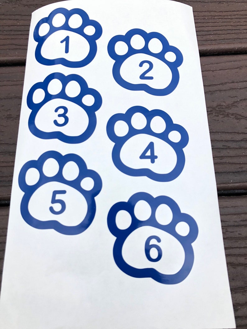 Paw Print Number Decals | Classroom Line up Vinyl Stickers - Etsy