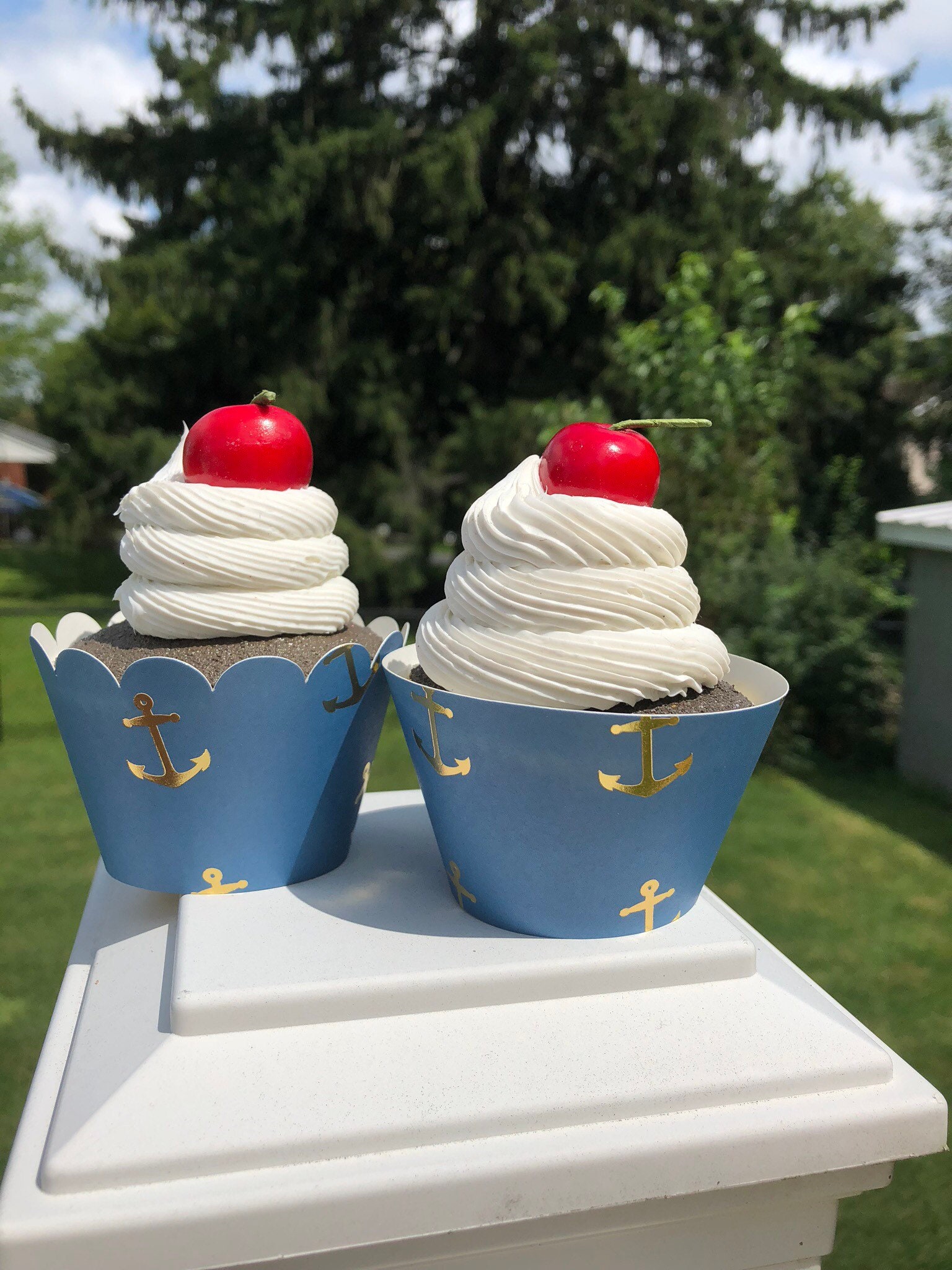 Blue and Gold Foil Embossed Nautical/Anchor Cupcake Wrappers | Etsy