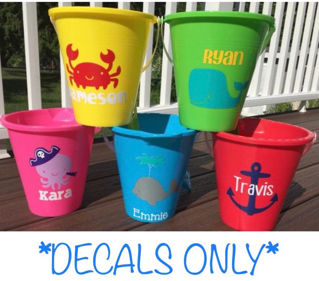 Adorable Personalized Sand Pails Decals-great for Family Vacations ...