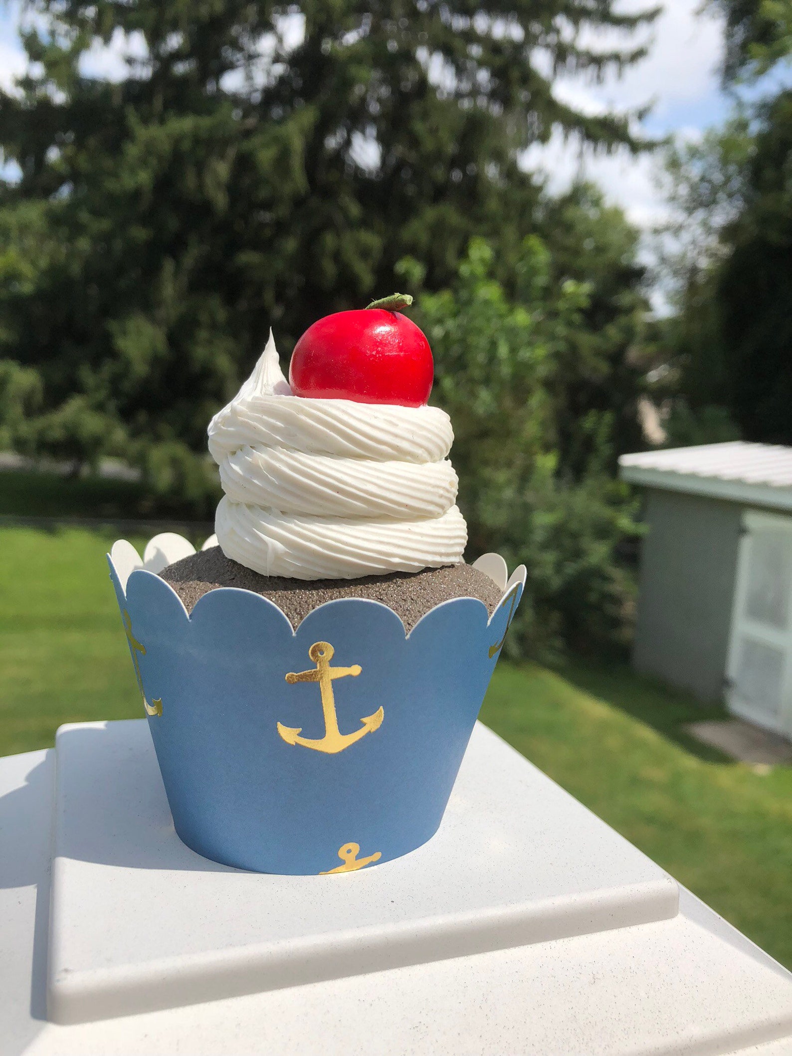 Blue and Gold Foil Embossed Nautical/anchor Cupcake Wrappers - Etsy