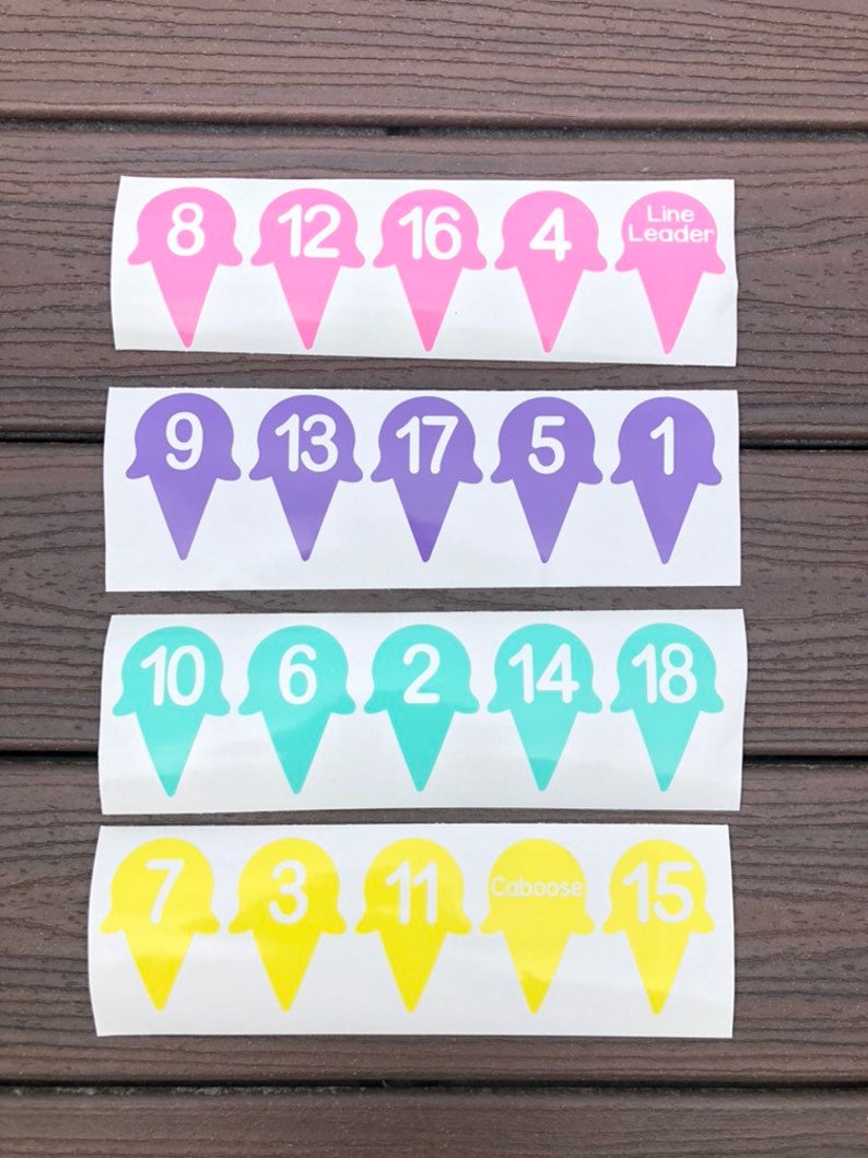 Ice Cream Classroom Line up Number Decals: Line Leader, Caboose - Etsy
