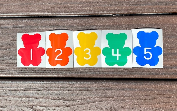 Vinyl Teddy Bear Decals with numbers-Various sets available to | Etsy