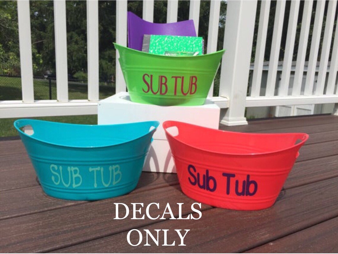 Personalized Sub Tub Decals, Classroom Organizer Decals - Etsy