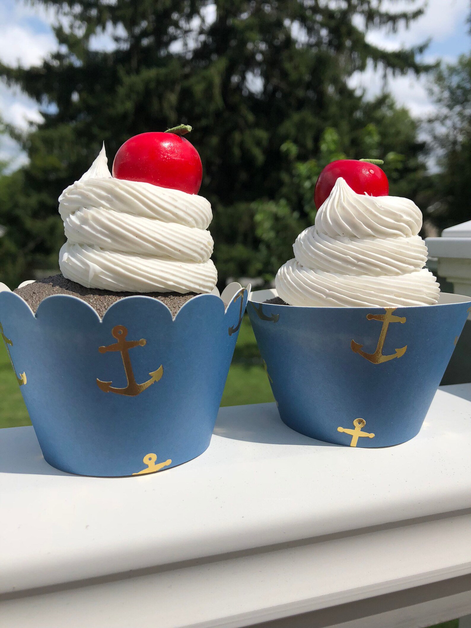 Blue and Gold Foil Embossed Nautical/anchor Cupcake Wrappers - Etsy