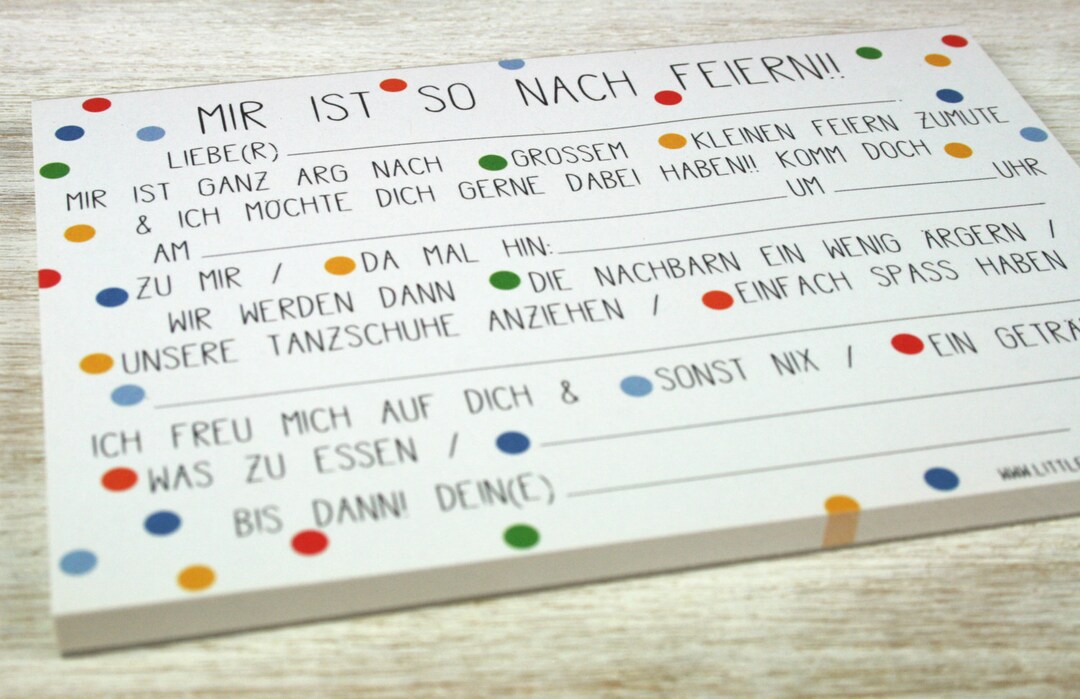 I Feel Like Celebrating Invitation Pad 50 Sheets // Recycled Paper ...