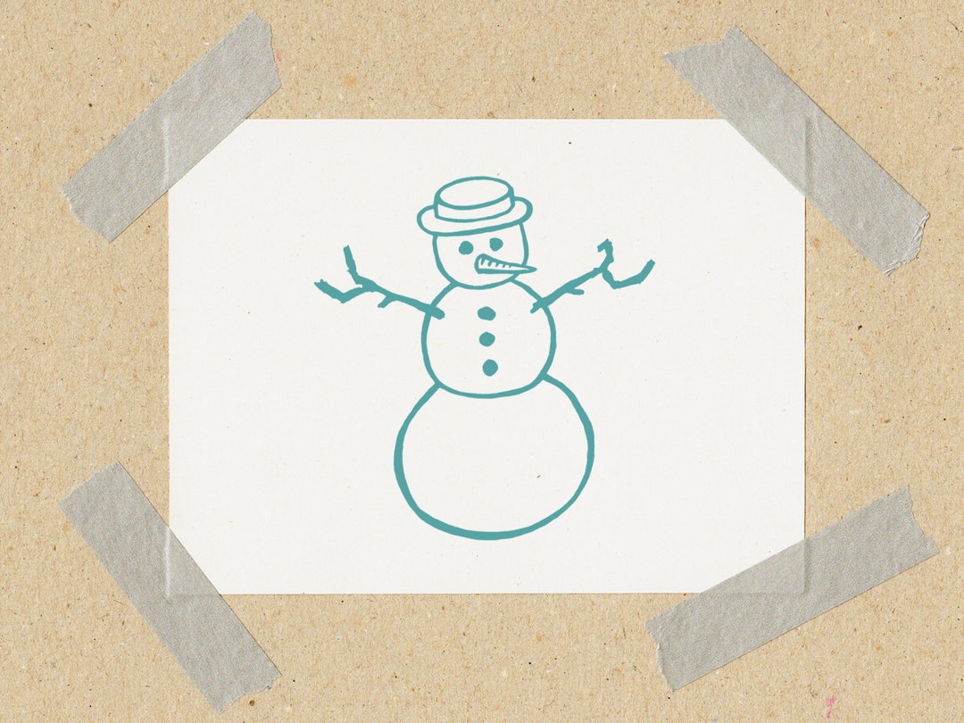 Snowman / Natural Rubber on Wooden Cube 3x3 Cm / - Etsy