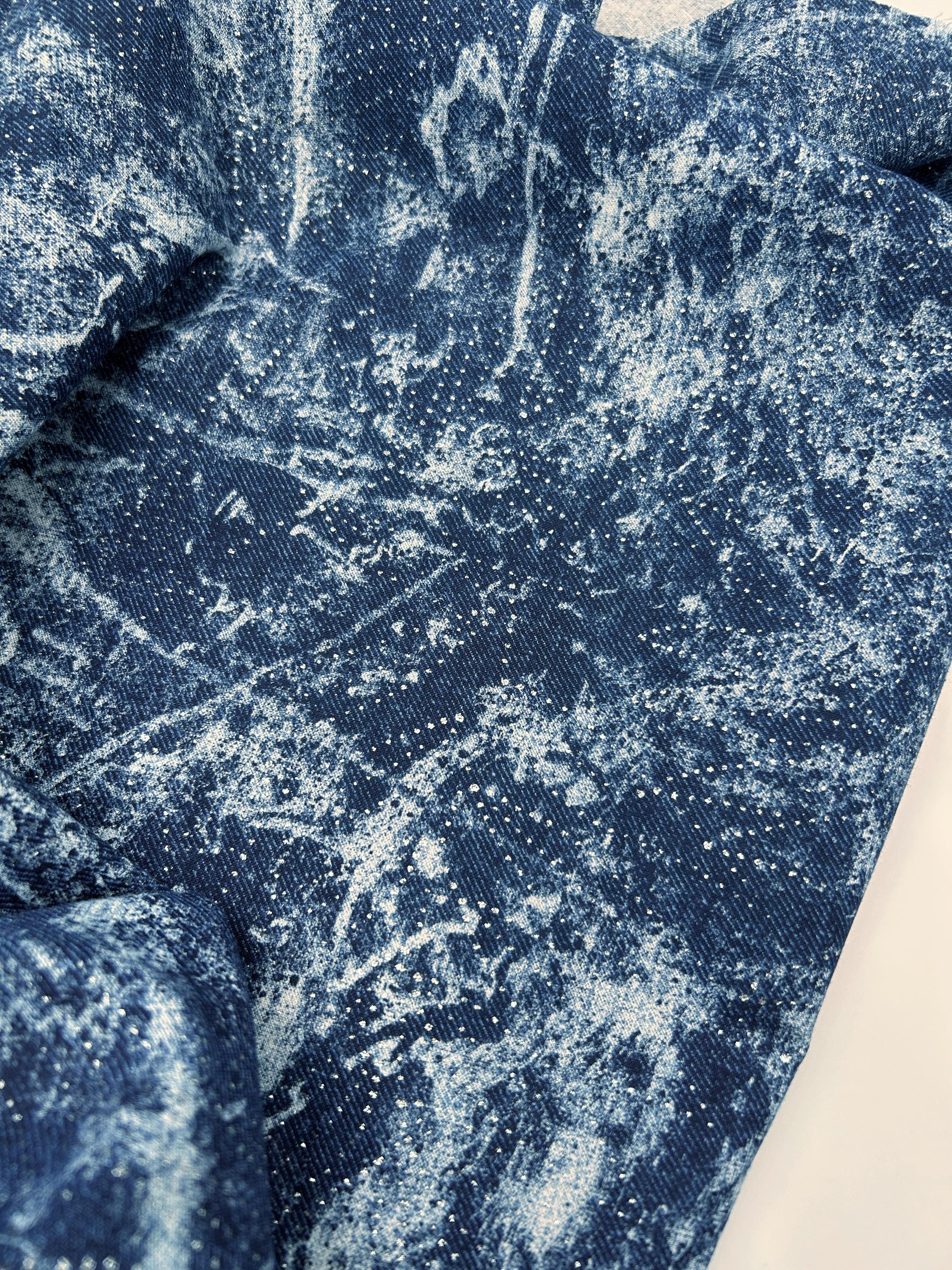 1980s Vintage Stonewashed Look Lightweight Metallic Twill Fabric, 1 ...